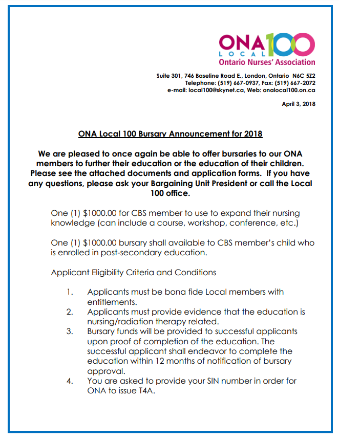 The Ontario Nurses Association