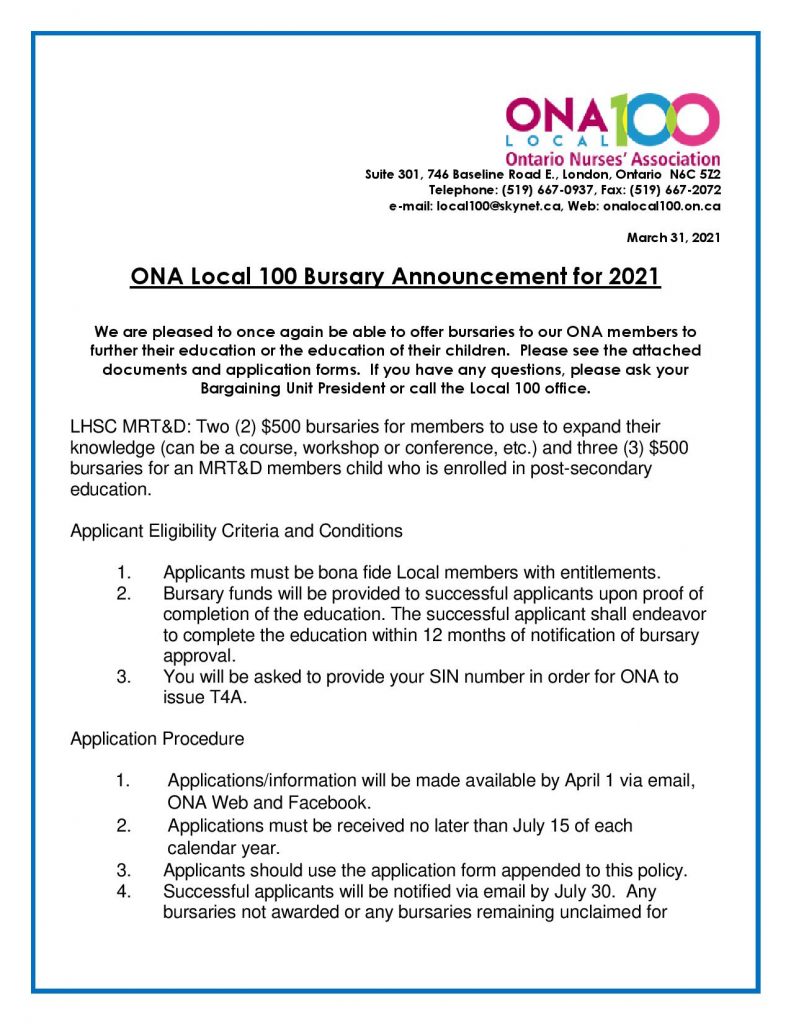 The Ontario Nurses Association