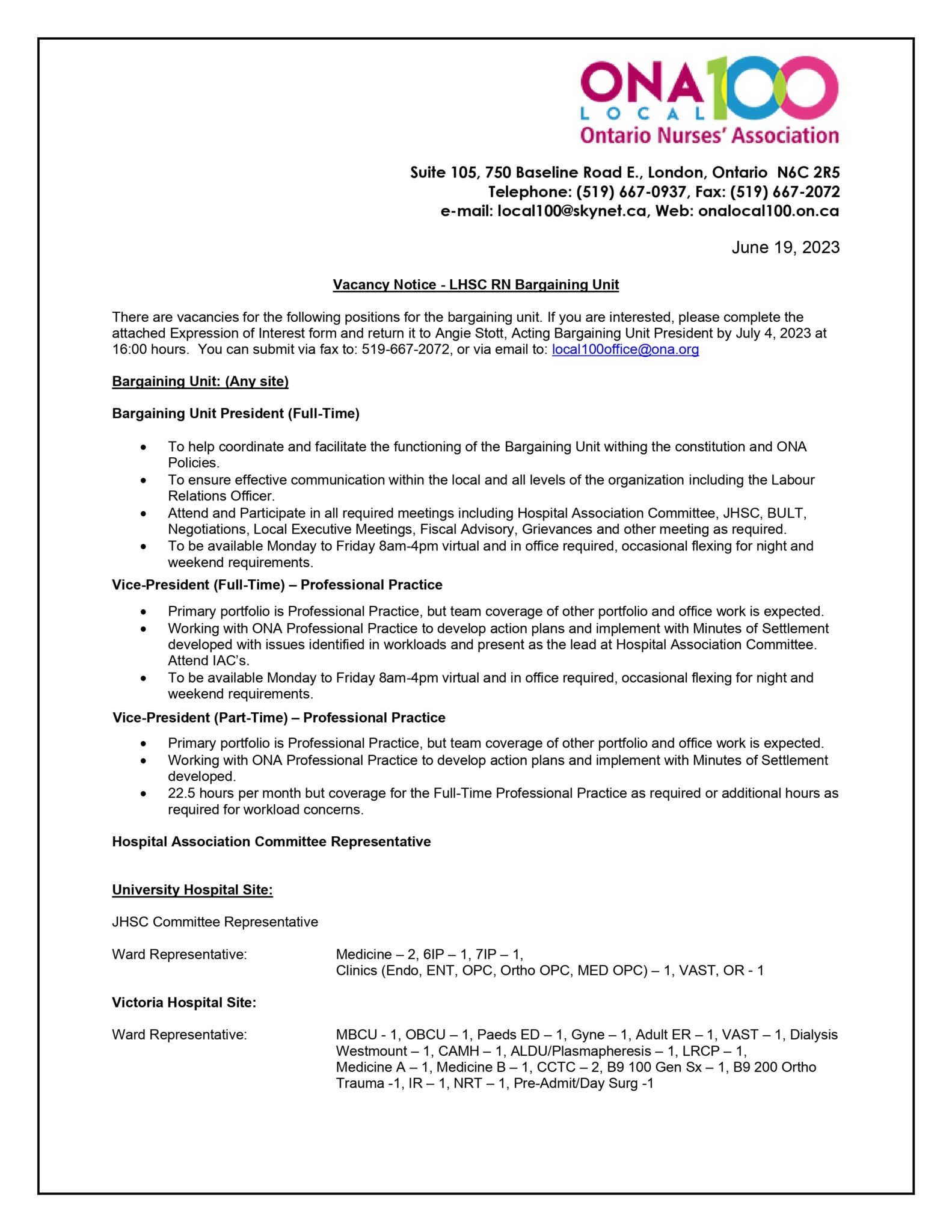 The Ontario Nurses Association